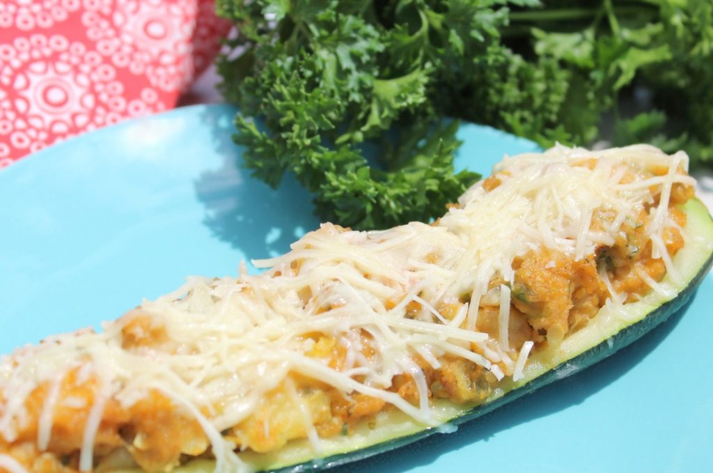 Crawfish Stuffed Zucchini - This Ole Mom