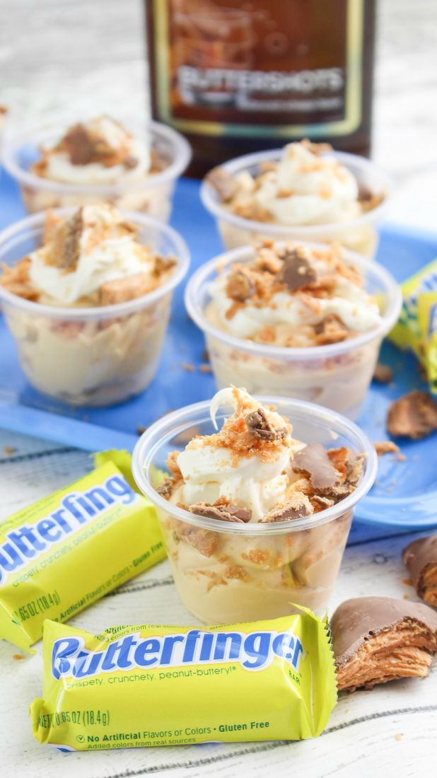 Butterfinger Pudding Shots - This Ole Mom