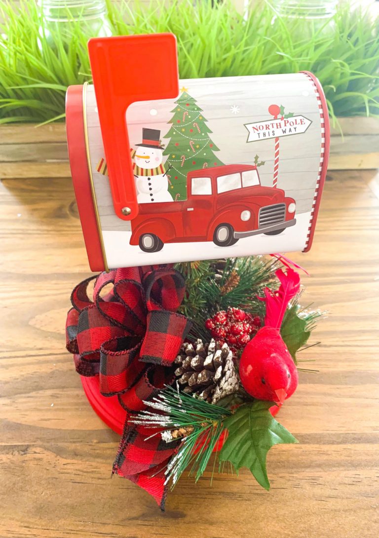 Dollar Tree Christmas Mailbox Decor - This Ole Mom