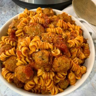 Instant Pot Rotini Pasta and Meatballs - This Ole Mom
